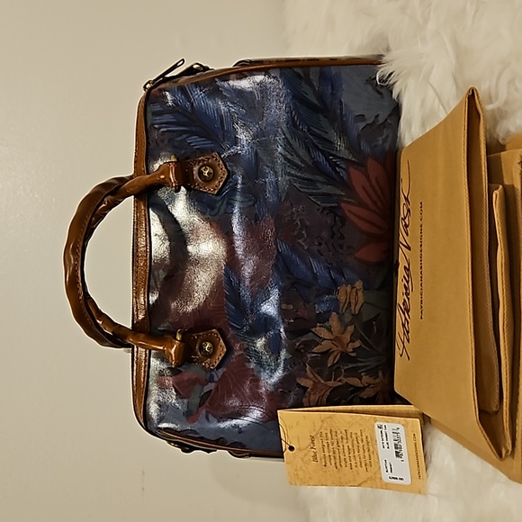 Patricia Nash | Bags | Nwt Patricia Nash Skye Satchel Blue Forrest Tan ...